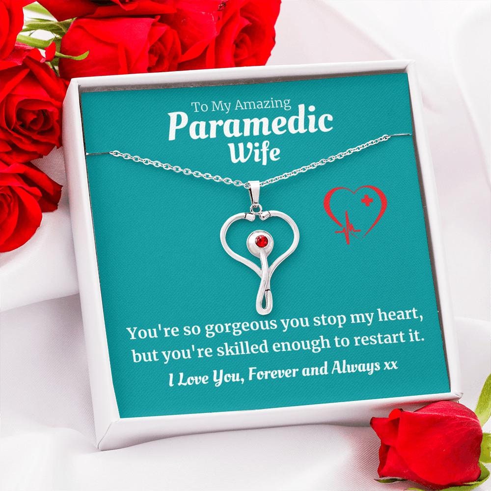 EMT Gift for Paramedic Necklace, First Responder Stethoscope Necklace ...