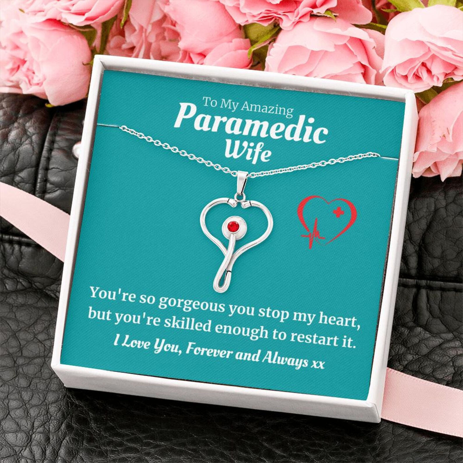 EMT Gift for Paramedic Necklace, First Responder Stethoscope Necklace ...