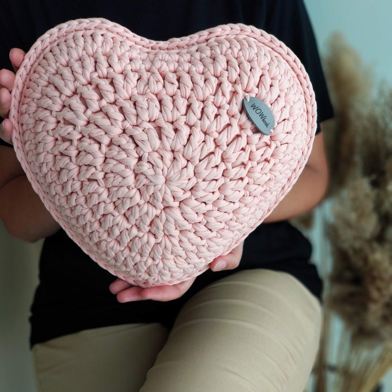 Crochet Heart Pillow - Etsy