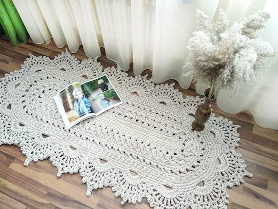 Oval Doily Handmade Crochet Rug Many Colors to Order Carpet | Etsy