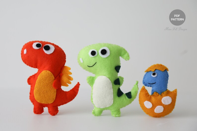 Felt Pattern Dinosaur PDF, Pattern Dinosaur Felt Sewing, Cute Dinosaur ...
