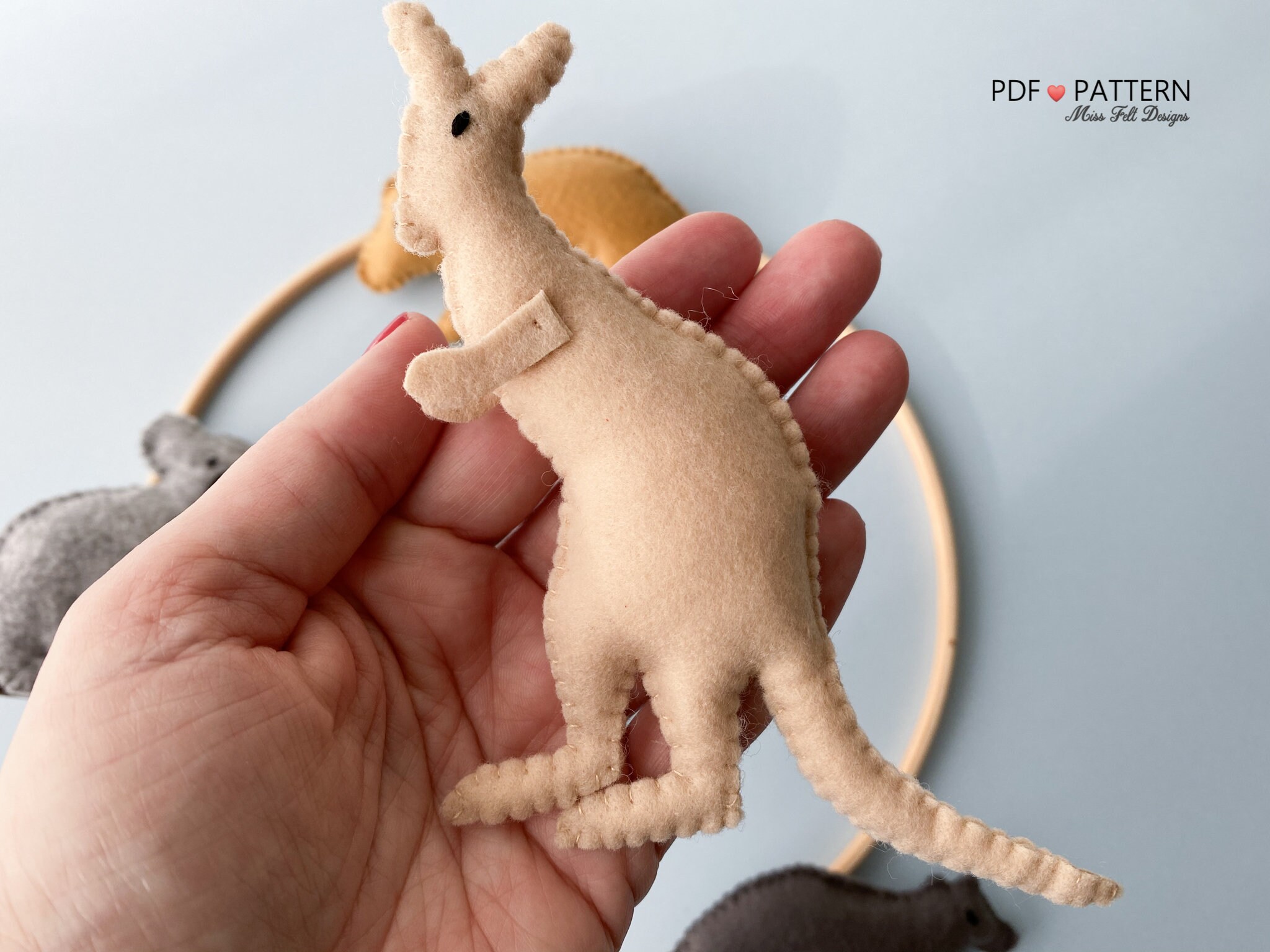 Australian Animal Sewing PDF Patterns, Aussie Animal Felt, Kangaroo ...