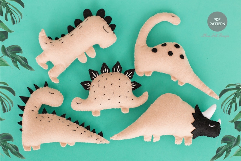 Felt Dinosaur Sewing Patterns Dinosaur Felt Animals PDF | Etsy