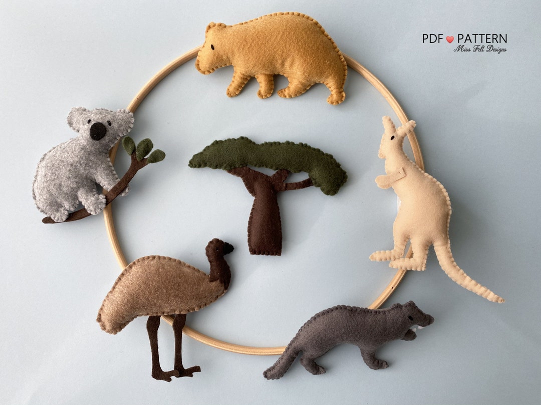 Australian Animal Sewing PDF Patterns, Aussie Animal Felt, Kangaroo ...
