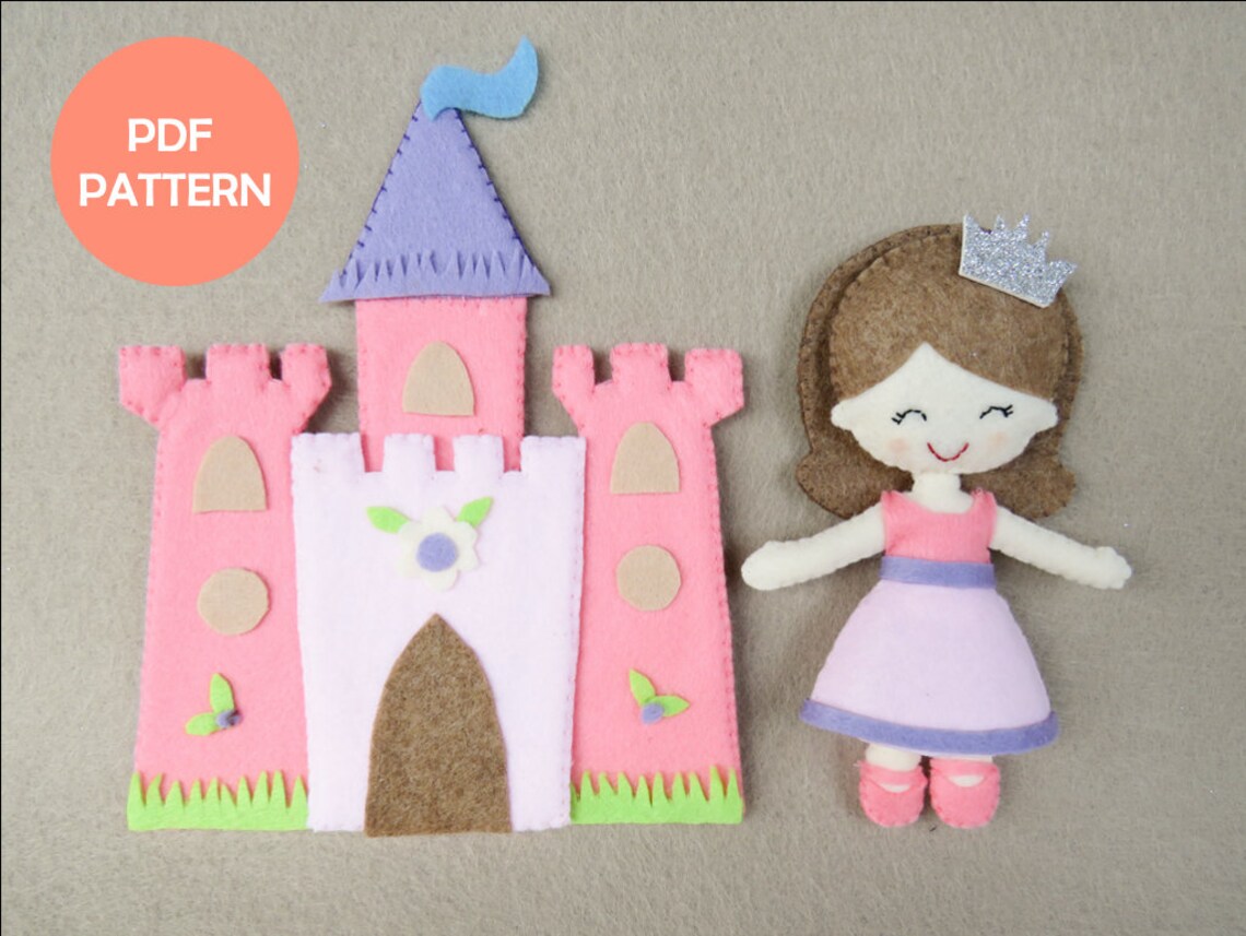 Castle and Princess Felt PDF Pattern Download, Plush Sewing Pattern for ...
