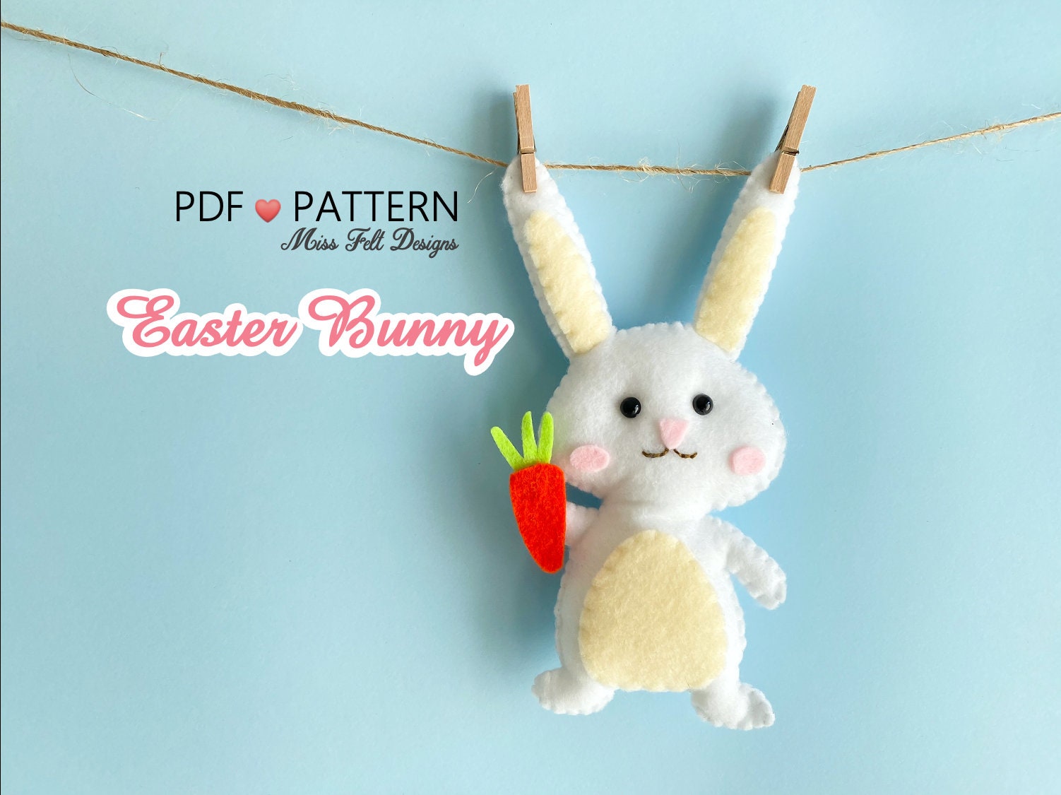 Bunny PDF Pattern Felt, Easter Pattern, Easter Ornaments, Felt Bunny ...