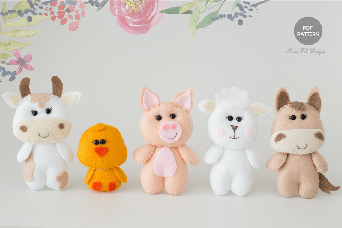Felt Farm Animals Sewing PDF Pattern Horse Pig Sheep Cow - Etsy Canada