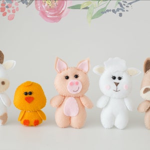 Felt Farm Animals Sewing PDF Pattern, Horse, Pig, Sheep, Cow and Chick ...