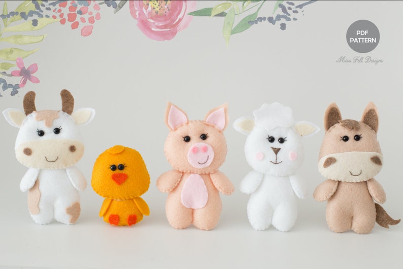 Felt Farm Animals Sewing PDF Pattern Horse Pig Sheep Cow | Etsy