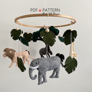Jungle Animal Sewing PDF Patterns, Safari Animal Felt, Giraffe Elephant ...