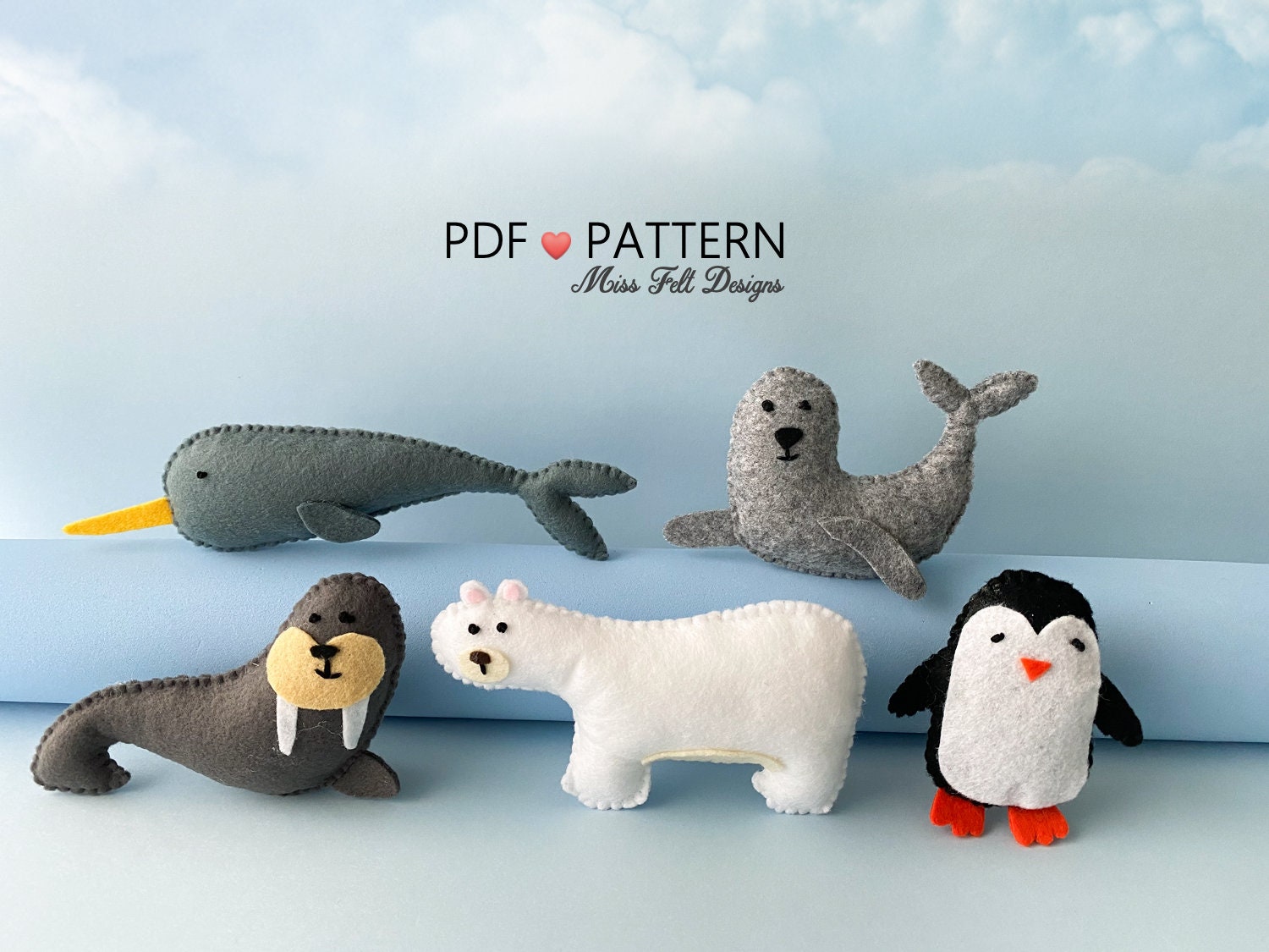 Arctic Animal Sewing PDF Patterns Arctic Animal Felt Polar - Etsy
