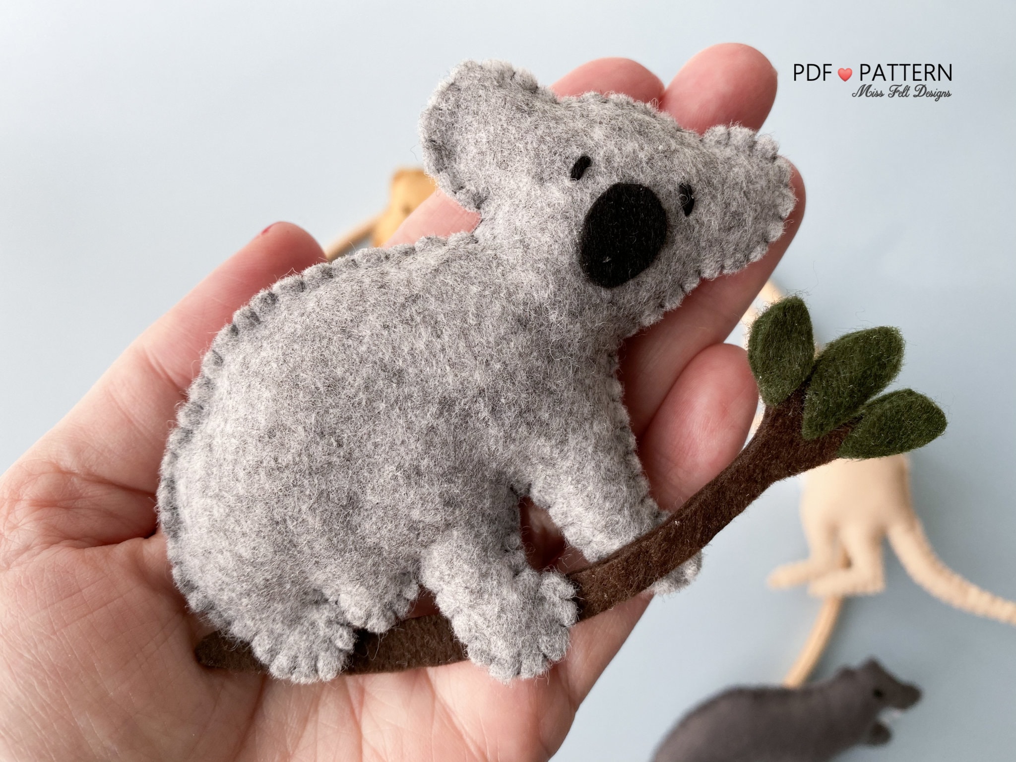 Australian Animal Sewing PDF Patterns, Aussie Animal Felt, Kangaroo ...