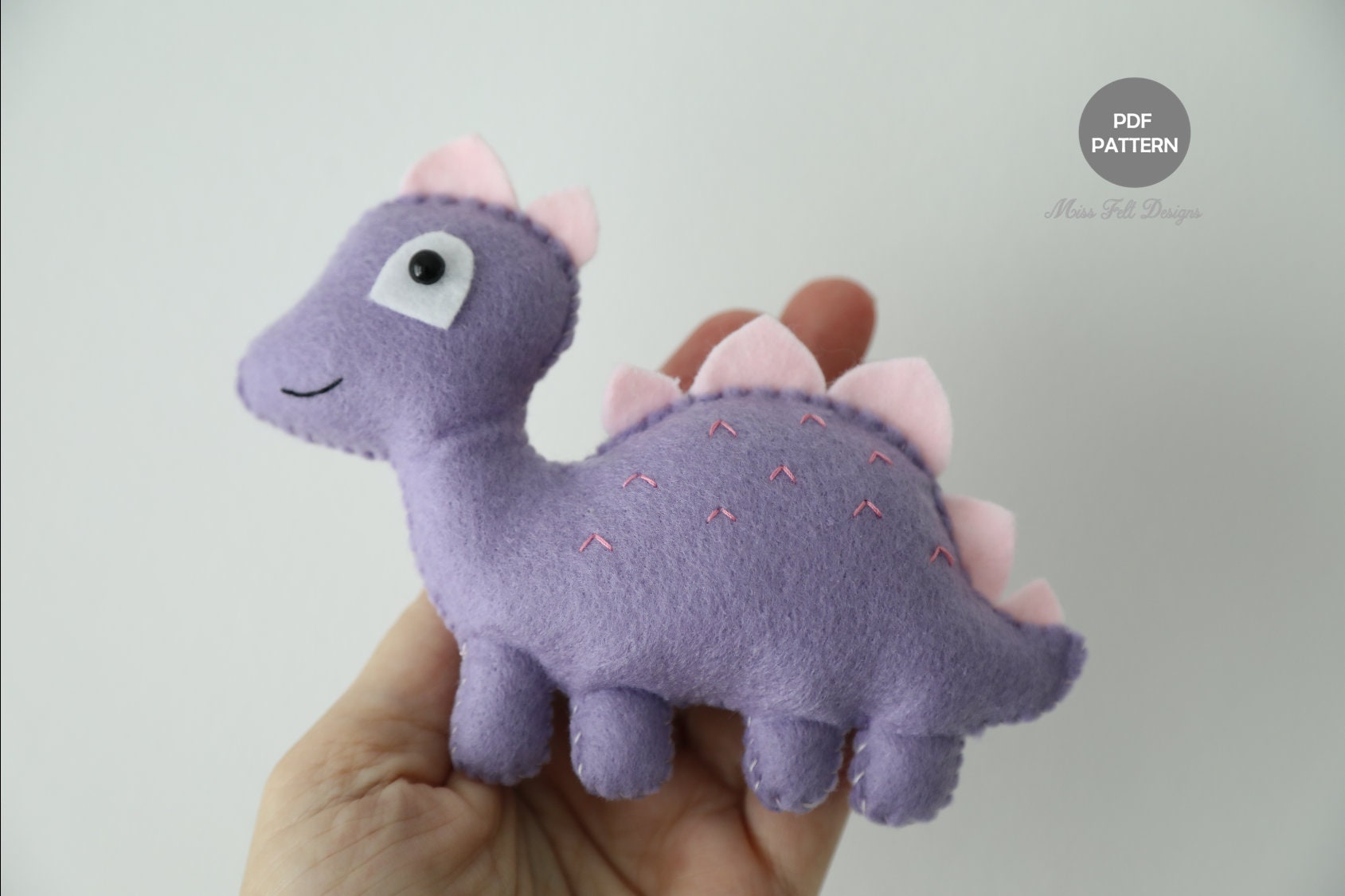 Felt Pattern Cute Dinosaur PDF, Pattern Dinosaur Felt Sewing, Dinosaur ...