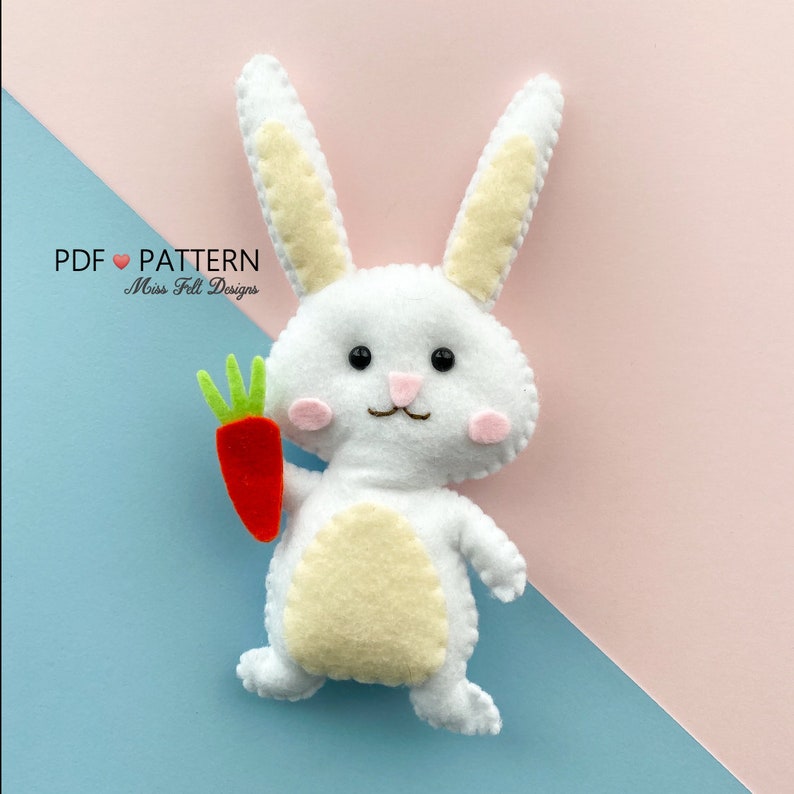 Bunny PDF Pattern Felt, Easter Pattern, Easter Ornaments, Felt Bunny Sewing Your Own, Easy ...