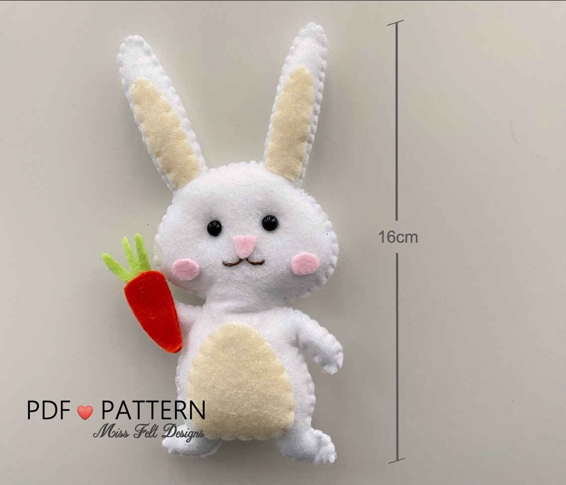 Bunny PDF Pattern Felt, Easter Pattern, Easter Ornaments, Felt Bunny ...