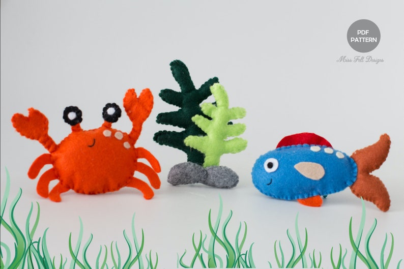 Felt Under the Sea Animal Pattern – Ocean Mobile DIY (PDF Pattern) - Etsy