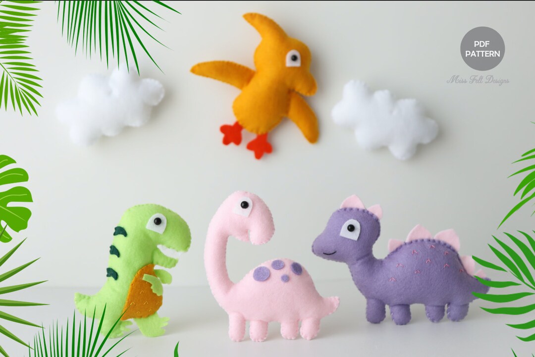Felt Pattern Cute Dinosaur PDF, Pattern Dinosaur Felt Sewing, Dinosaur ...