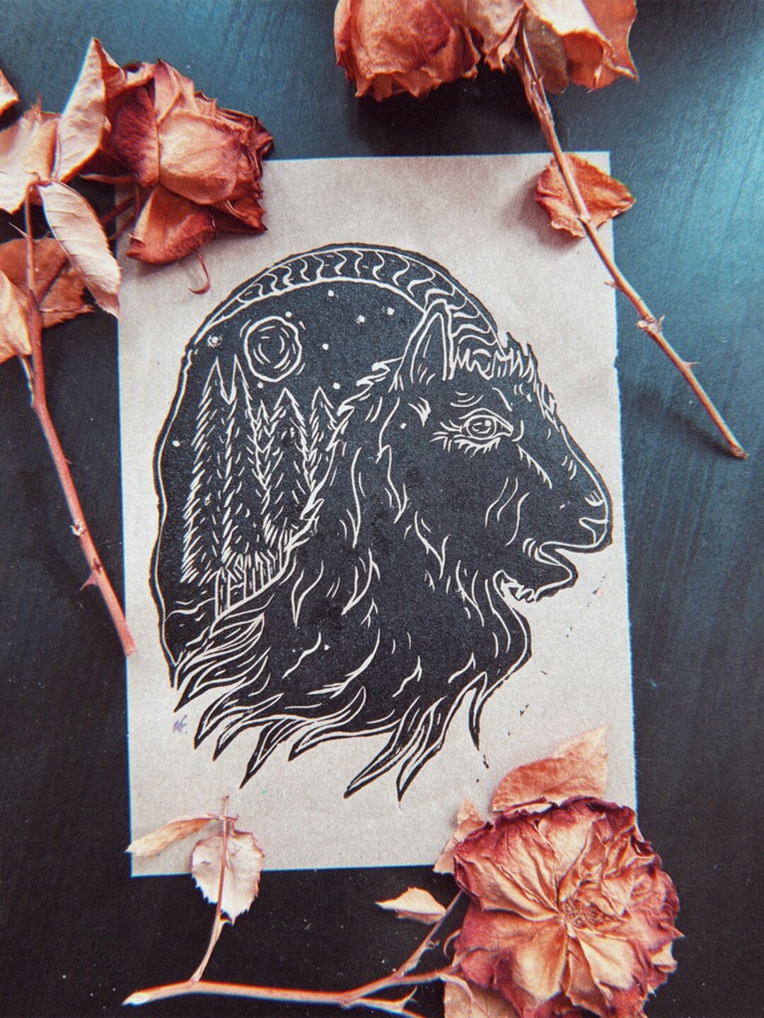 Black Phillip Linocut Print, Green Witch, Magical Witchy Gifts - Etsy