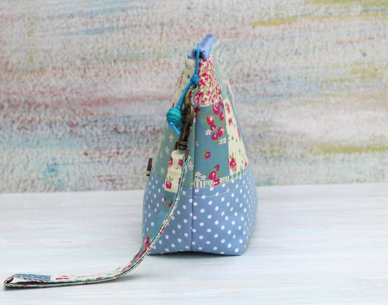 Cotton Makeup Pouch Blue Pouch Bag With Zipper Blue Pouch - Etsy