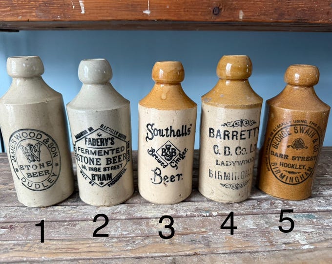 Antique Ginger Beer Stoneware Bottles 1800s Advertising/farmhouse ...