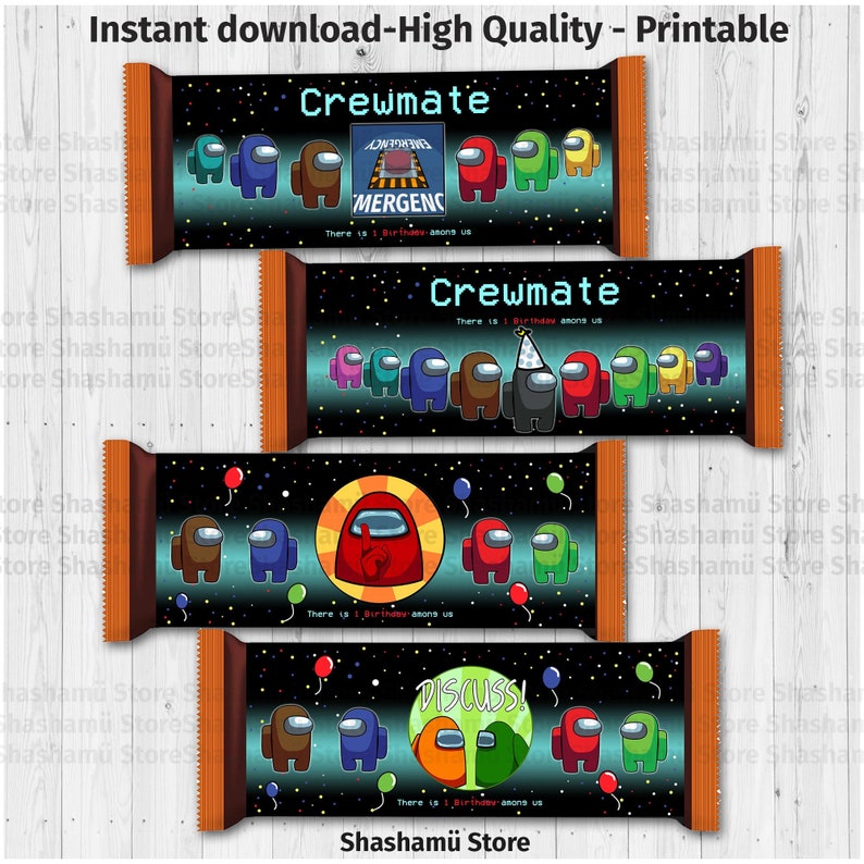 Among Us Birthday Candy Wrapper Chocolate Label Happy | Etsy