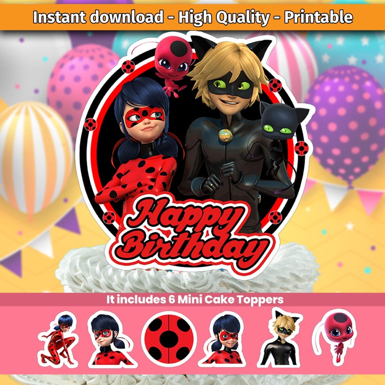 Miraculous Ladybug Birthday Cake Topper - Design Talk