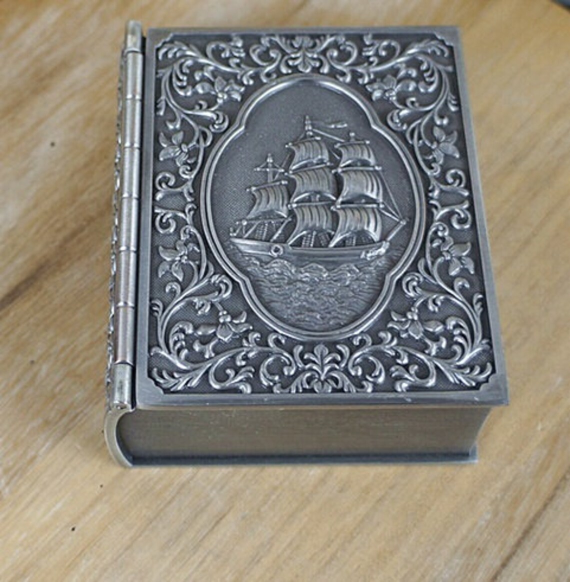 Metal Book Trinket Box - Etsy