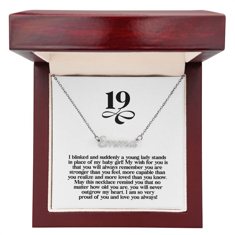 19th Birthday Gift, for Daughter, 19th Bday, Name Necklace, Nineteenth ...