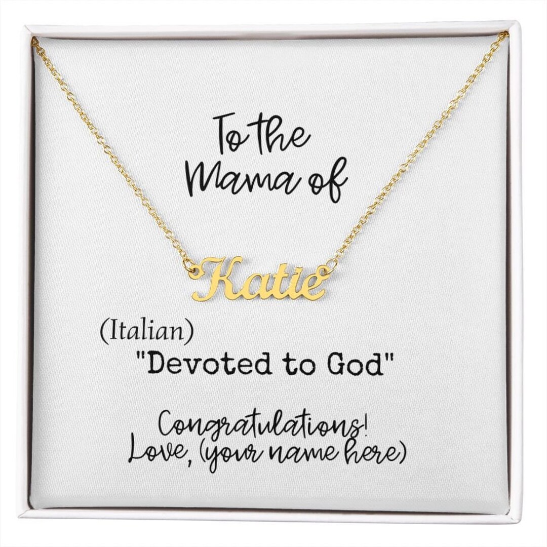 Best Friend Push Present, Baby Name Plate Necklace, New Mom Gift ...