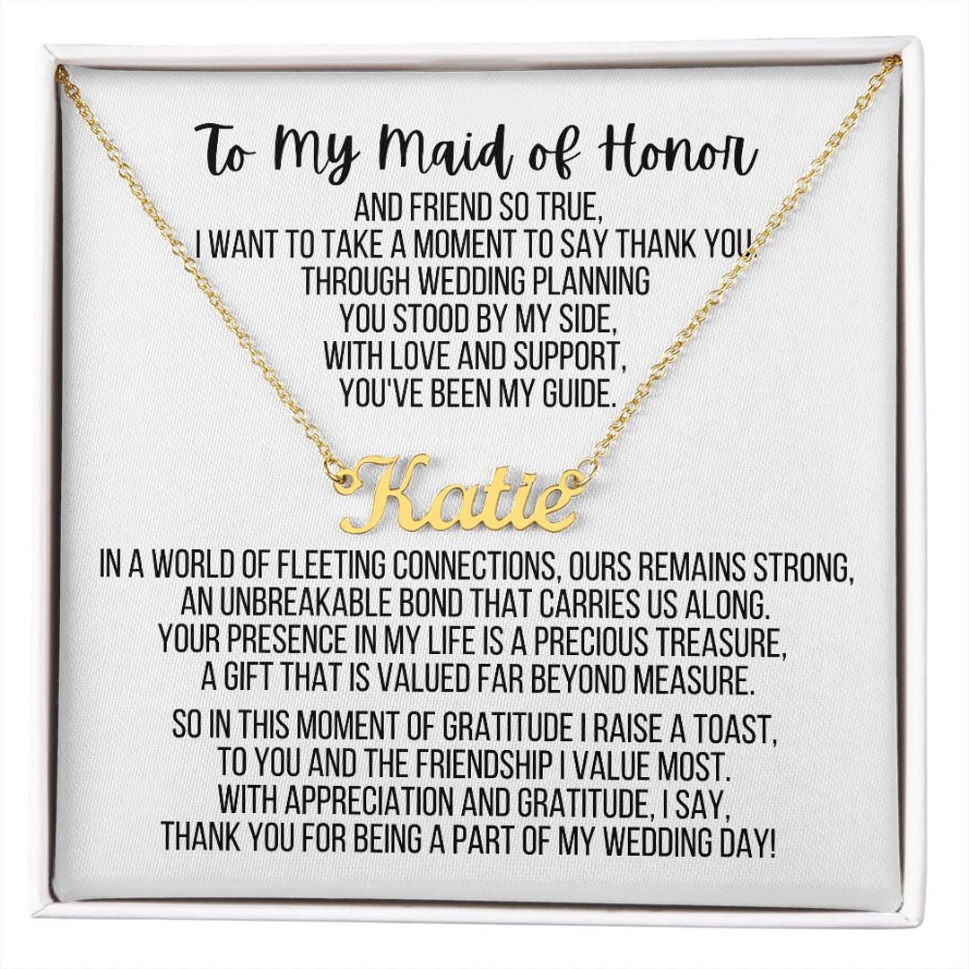 Maid of Honor Gift From Bride on Wedding Day, Maid of Honor Thank You ...