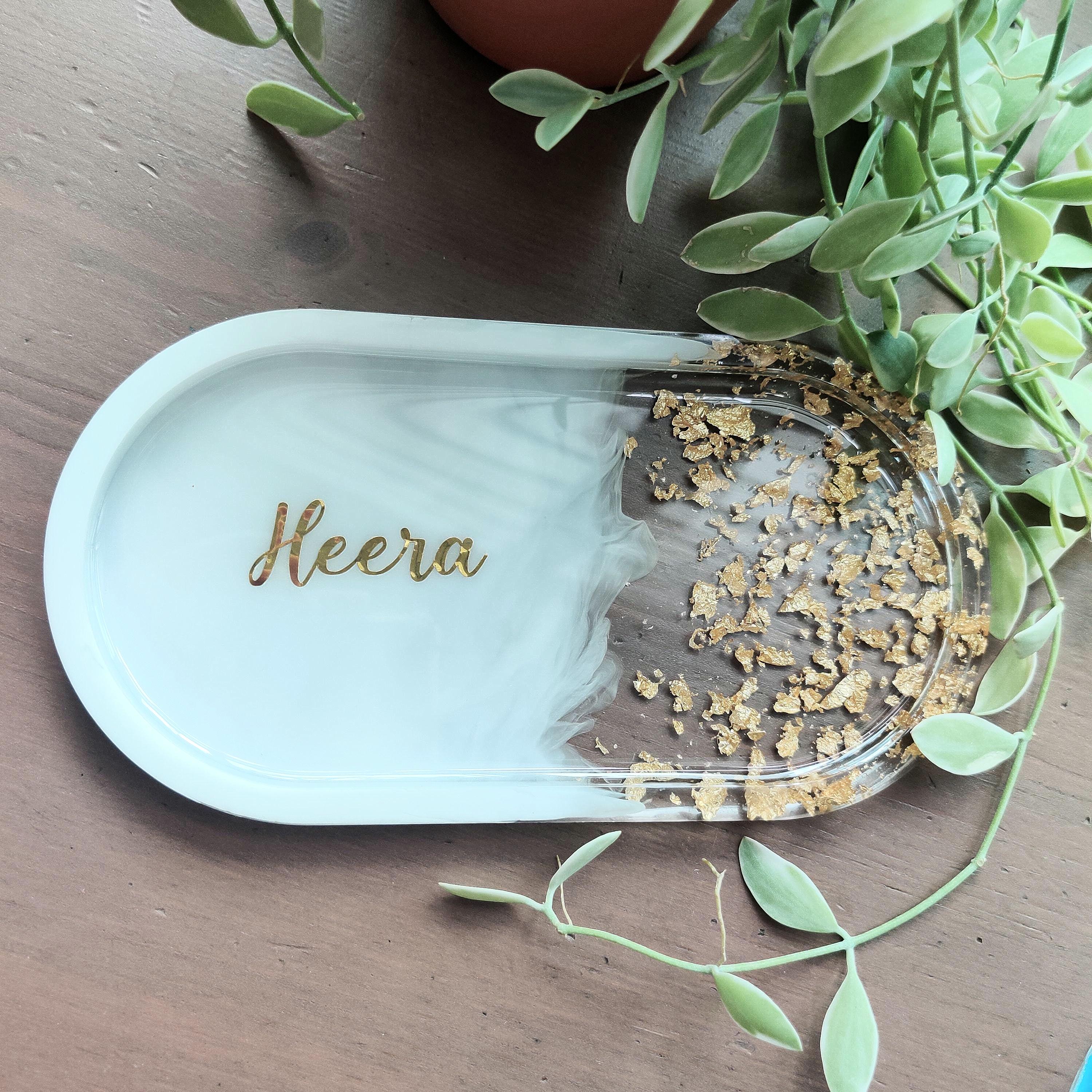 Custom Names: White Epoxy Resin Oval Trinket - Etsy