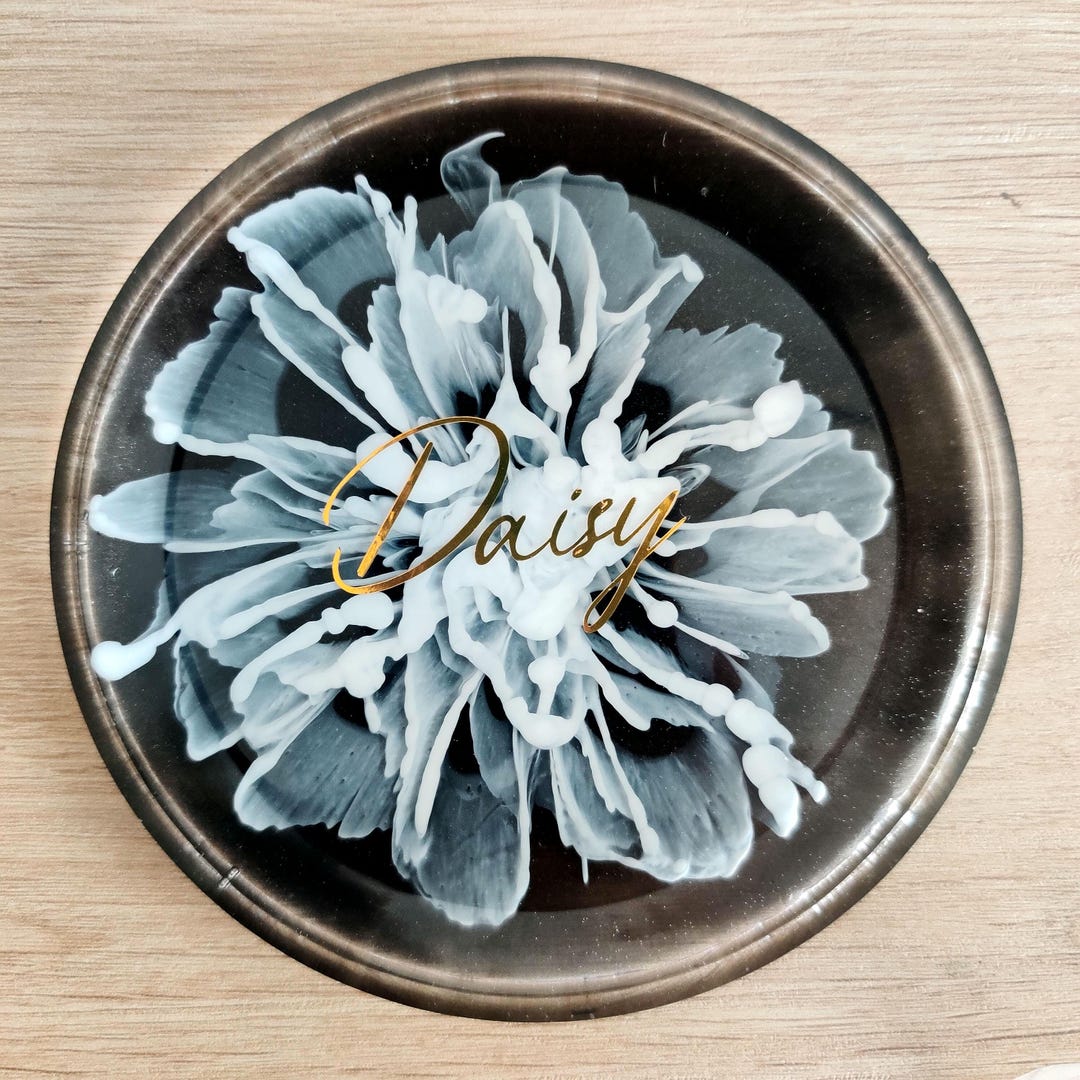 Custom Names: Flower Blossom Round Epoxy Resin Coasters (10 Cm Round ...