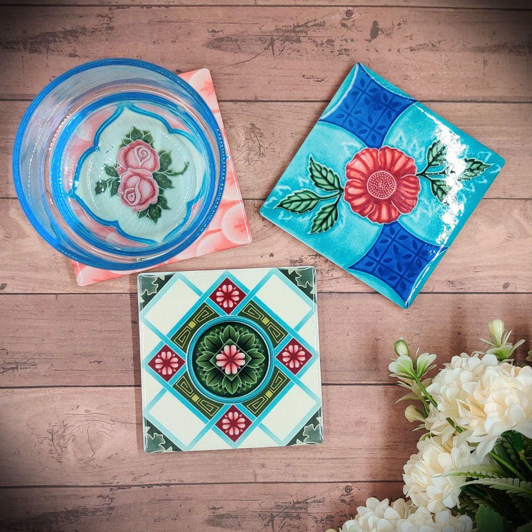 Printed Ceramic Peranakan Tile Style Coaster (8 Cm Small) - Etsy