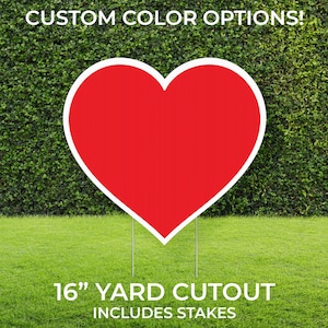 Heart Yard Sign Cutout: Custom Party Lawn Decor With Stakes - Etsy