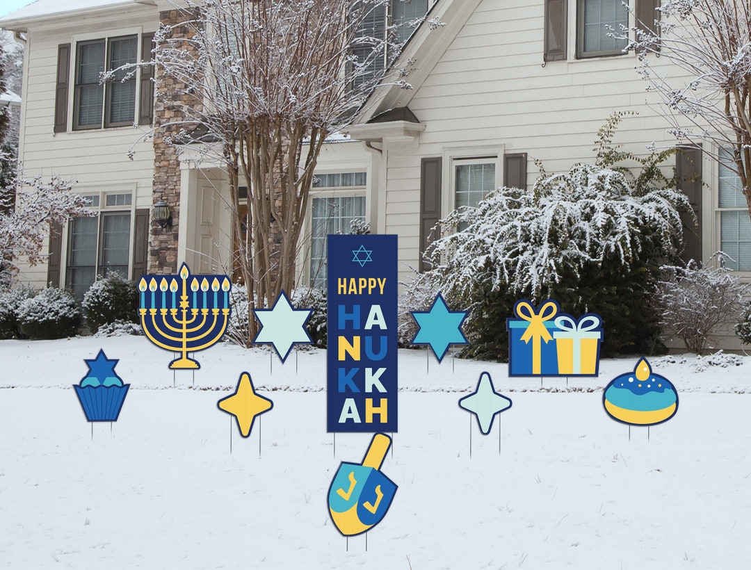 Hanukkah 10 Piece Outdoor Décor Happy Hanukkah Yard Decorations Holiday ...