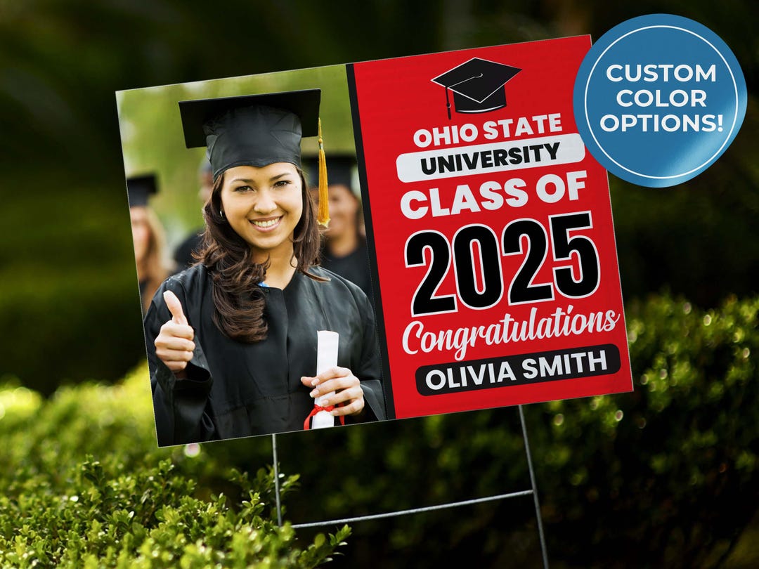 Custom Graduation Yard Sign With Photo: Double-sided Congrats Grad - Etsy