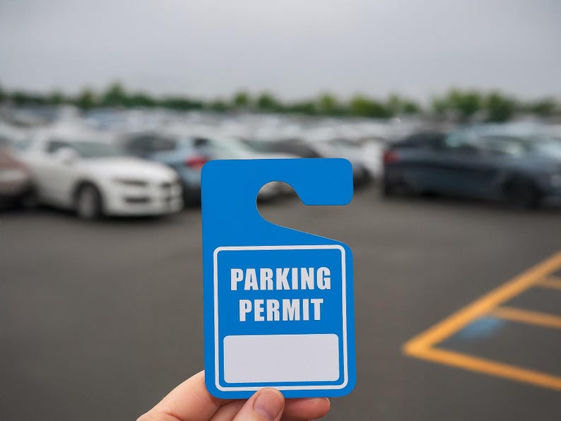 Customizable Parking Permit Hang Tags: Red or Blue, Bulk Order, Made in ...
