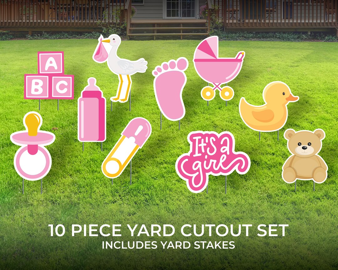 Welcome Home Baby Girl Yard Sign: 10-piece Baby Shower Decor - Etsy