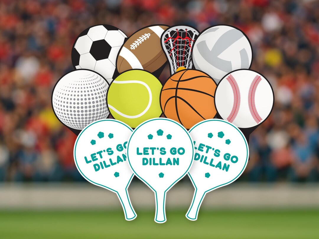 Personalized Sports Ball Paddle Fans: Team Spirit Signs, Set of 12 - Etsy