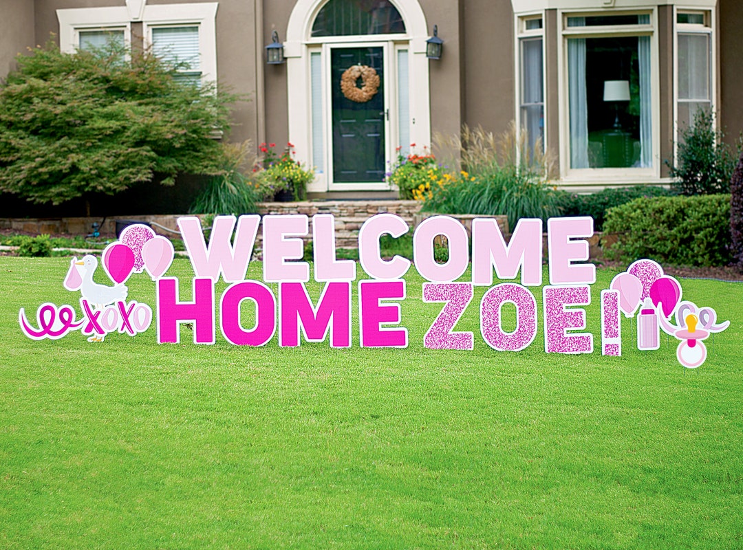 Custom Welcome Home Baby Yard Sign Cutouts | It's A Girl | Baby Shower ...