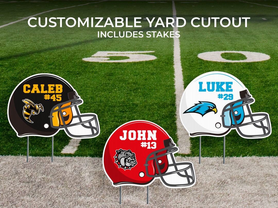 Custom Football Helmet Yard Sign | Personalized Lawn Decor | College ...