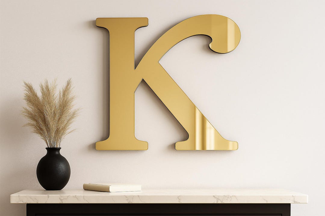 Customizable Mirrored Acrylic Initial Sign - Elegant Wall Decor for ...