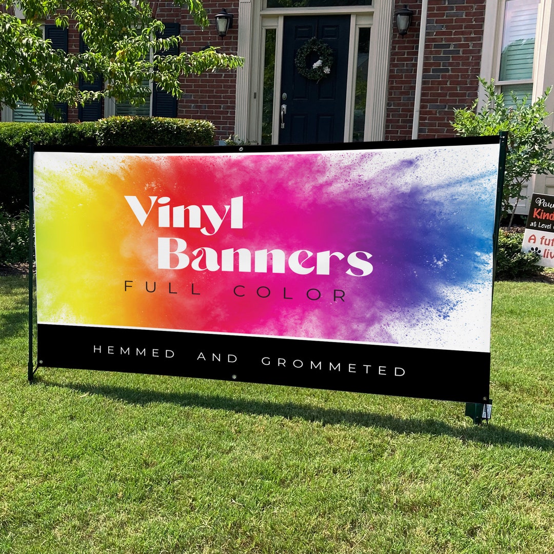 Custom Vinyl Banner | Hemmed and Grommeted | Business Logo Backdrop ...