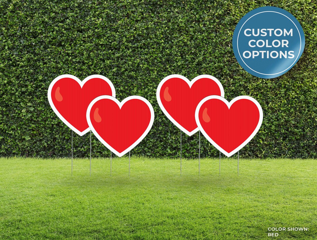 Custom Glitter Heart Yard Sign Cutouts: Party Lawn Decor, Set of 4 - Etsy