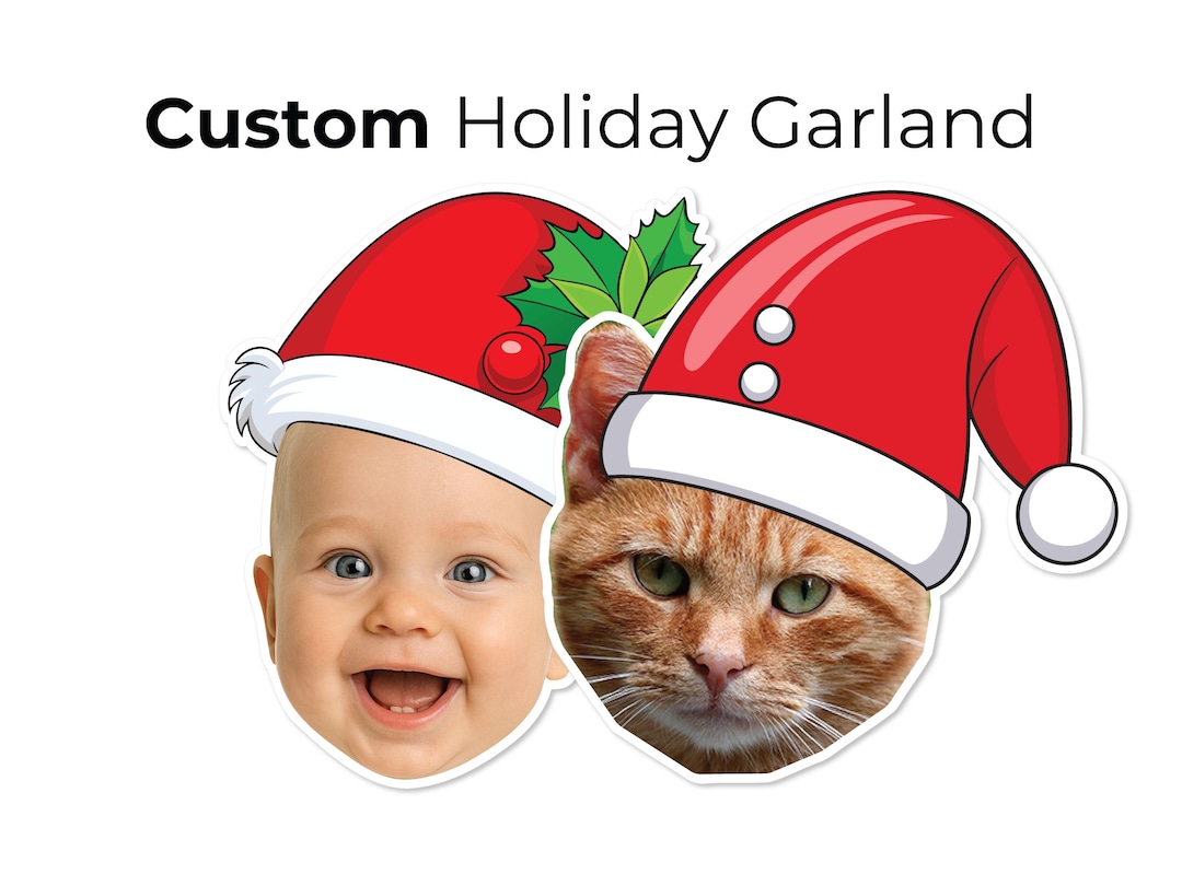 Custom Holiday Face Santa Garland & Fan Decorations: Personalized Photo ...