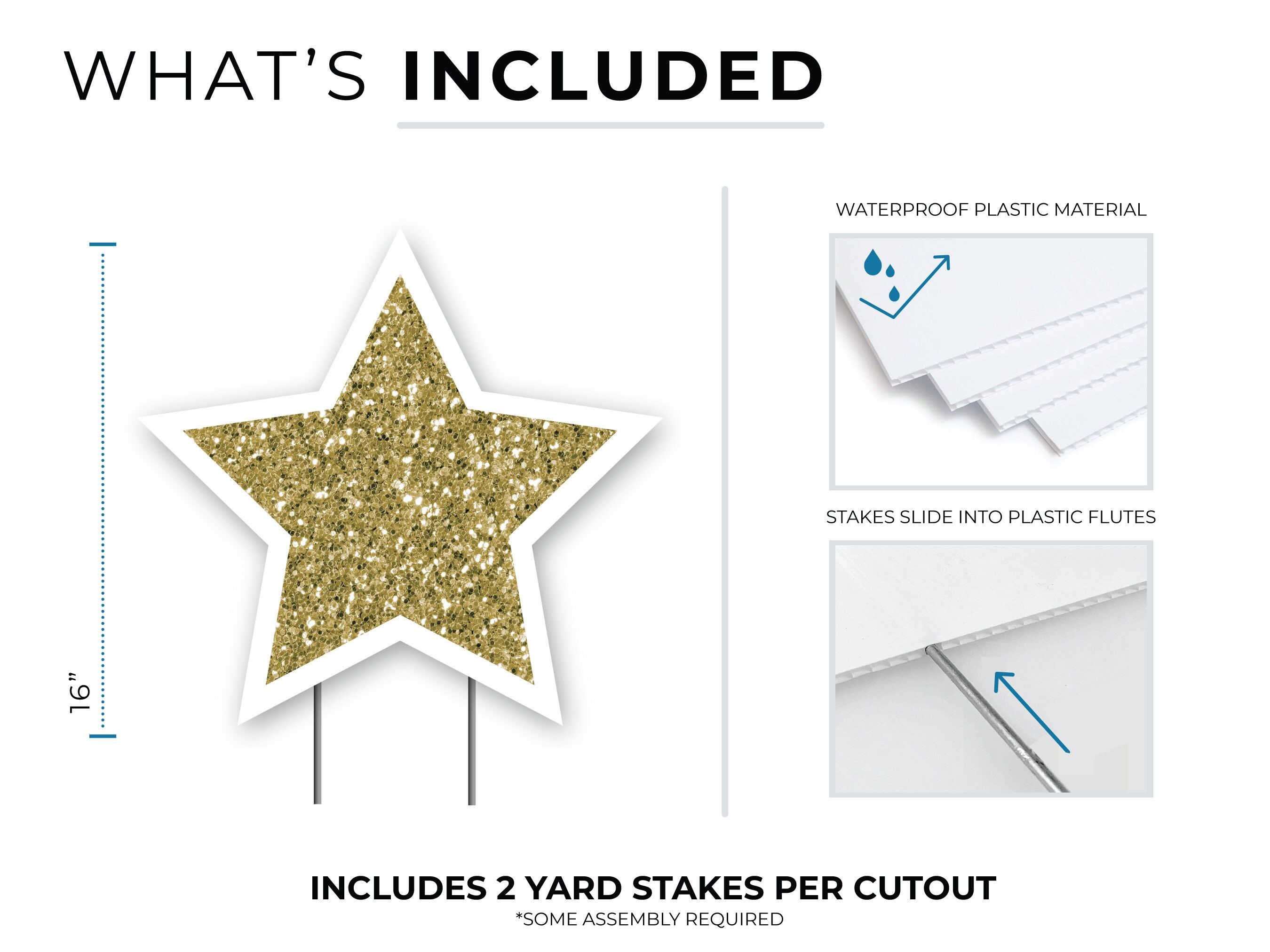 SIMULATED Glitter Star Yard Sign: Custom Party Lawn Decor (16x16") - Etsy