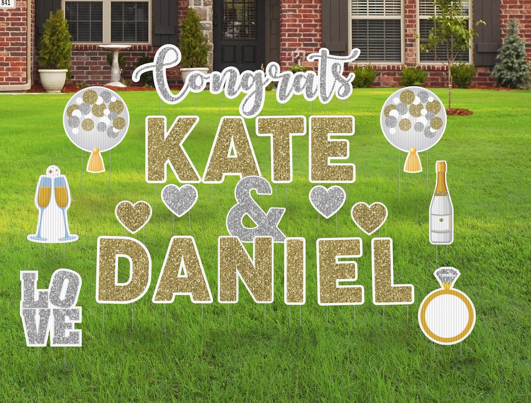 Custom Engagement Yard Sign Cutouts | Marriage Proposal Yard Décor ...