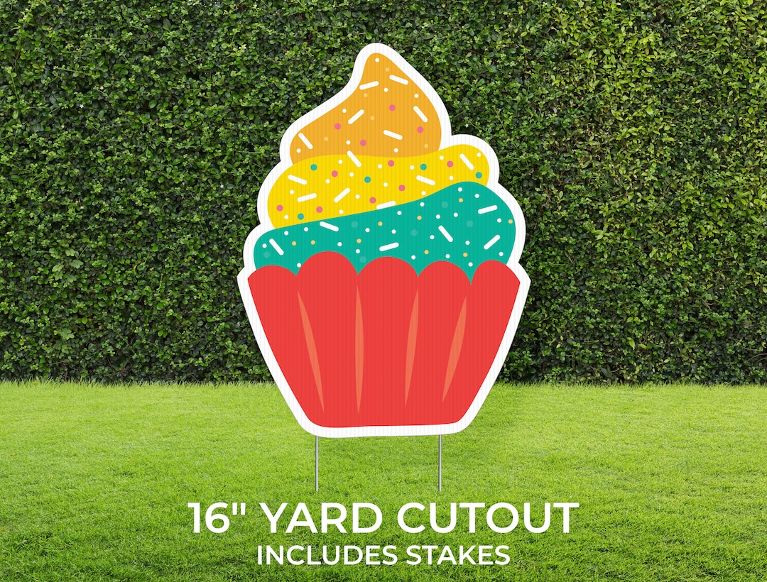 Cupcake Yard Sign Cutout | Happy Birthday Yard Décor | Lawn Sign | Honk ...