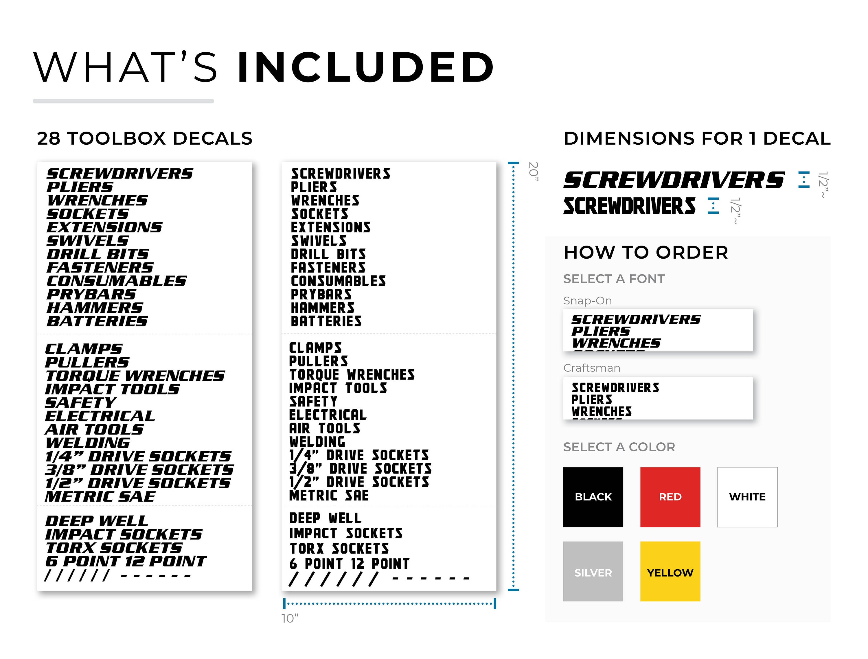 Tool Box Vinyl Decals 28-pack Mechanic Drawer Labels - Etsy