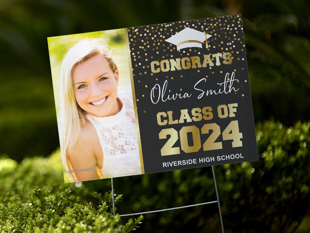 Custom Graduation Yard Sign With Photo Double-sided Personalized ...